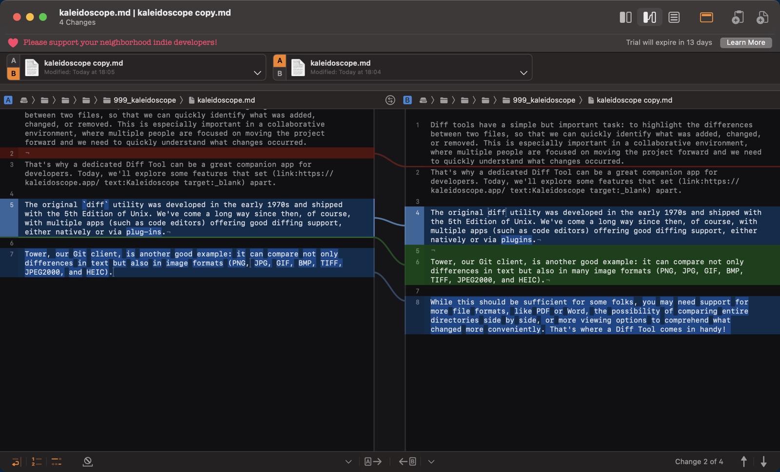 Better File Comparison with Kaleidoscope | Tower Blog