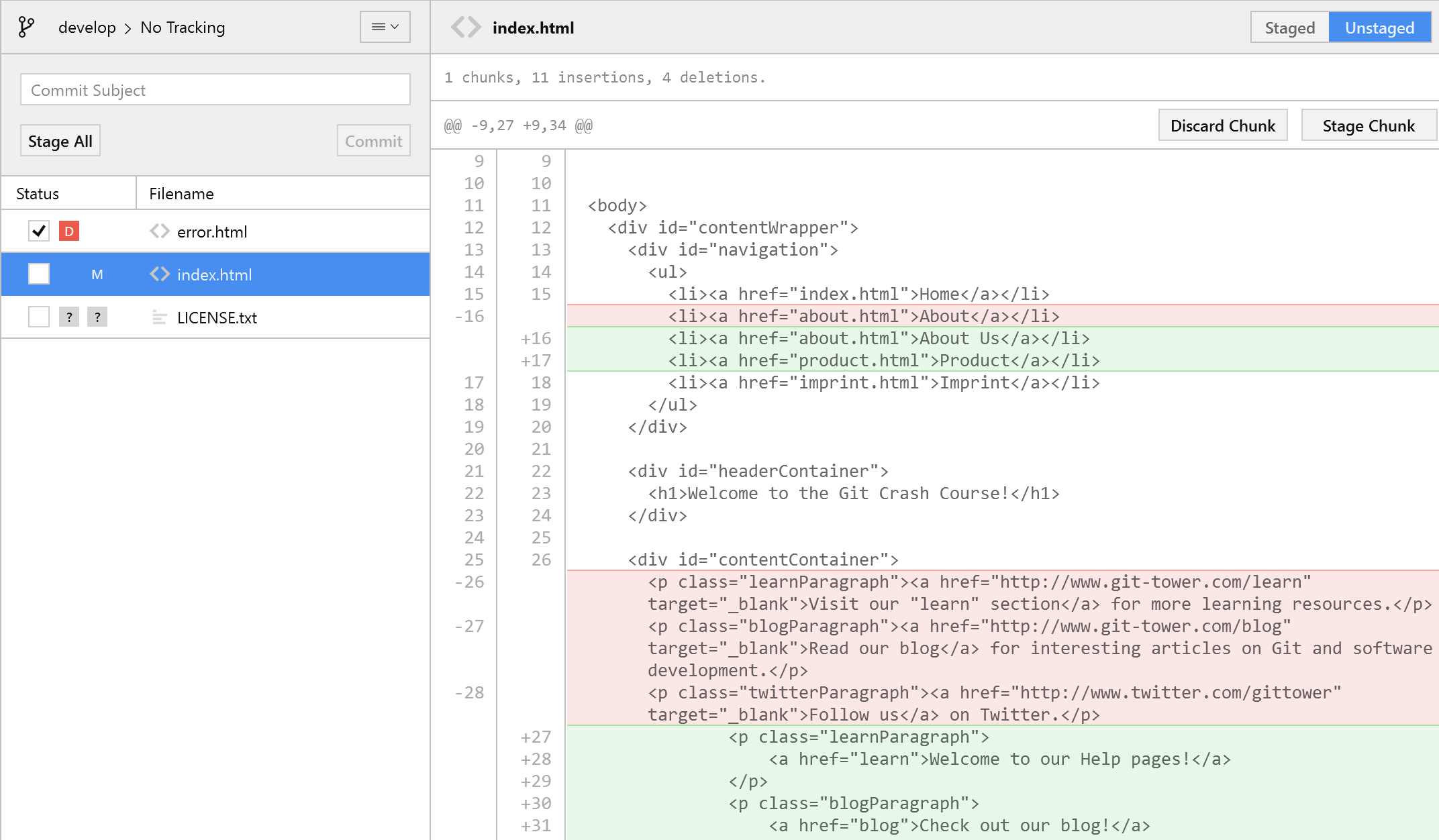 Inspecting Changes | Tower Help