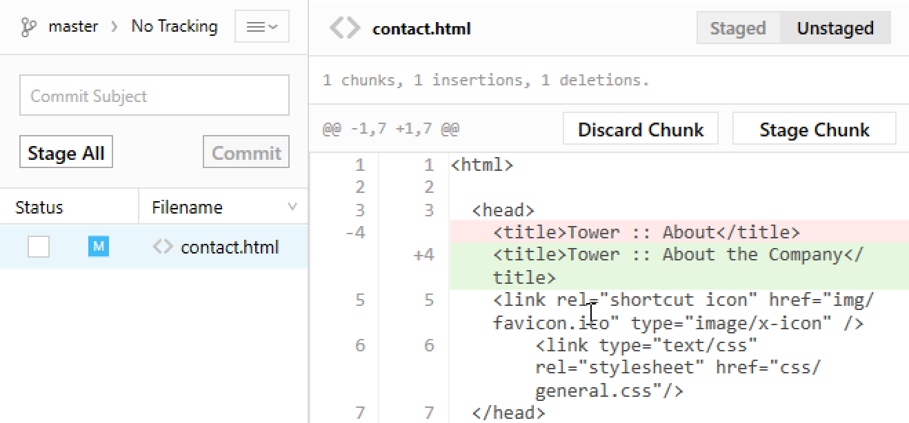 Inspecting Changes with Diffs | Learn Git Ebook (GUI Edition)