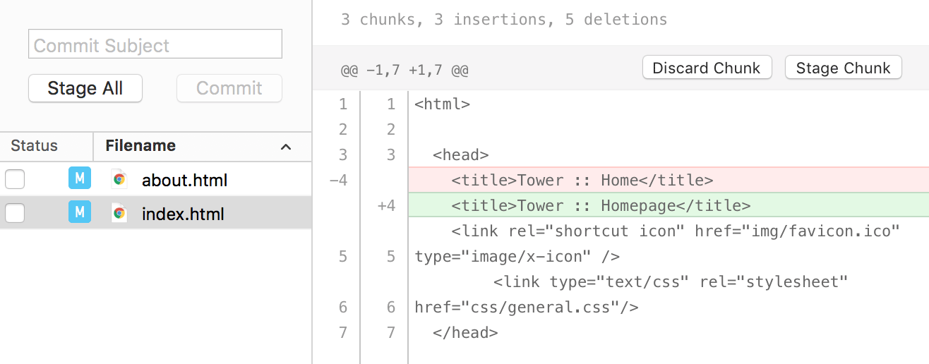 Inspecting Changes with Diffs | Learn Git Ebook (GUI Edition)