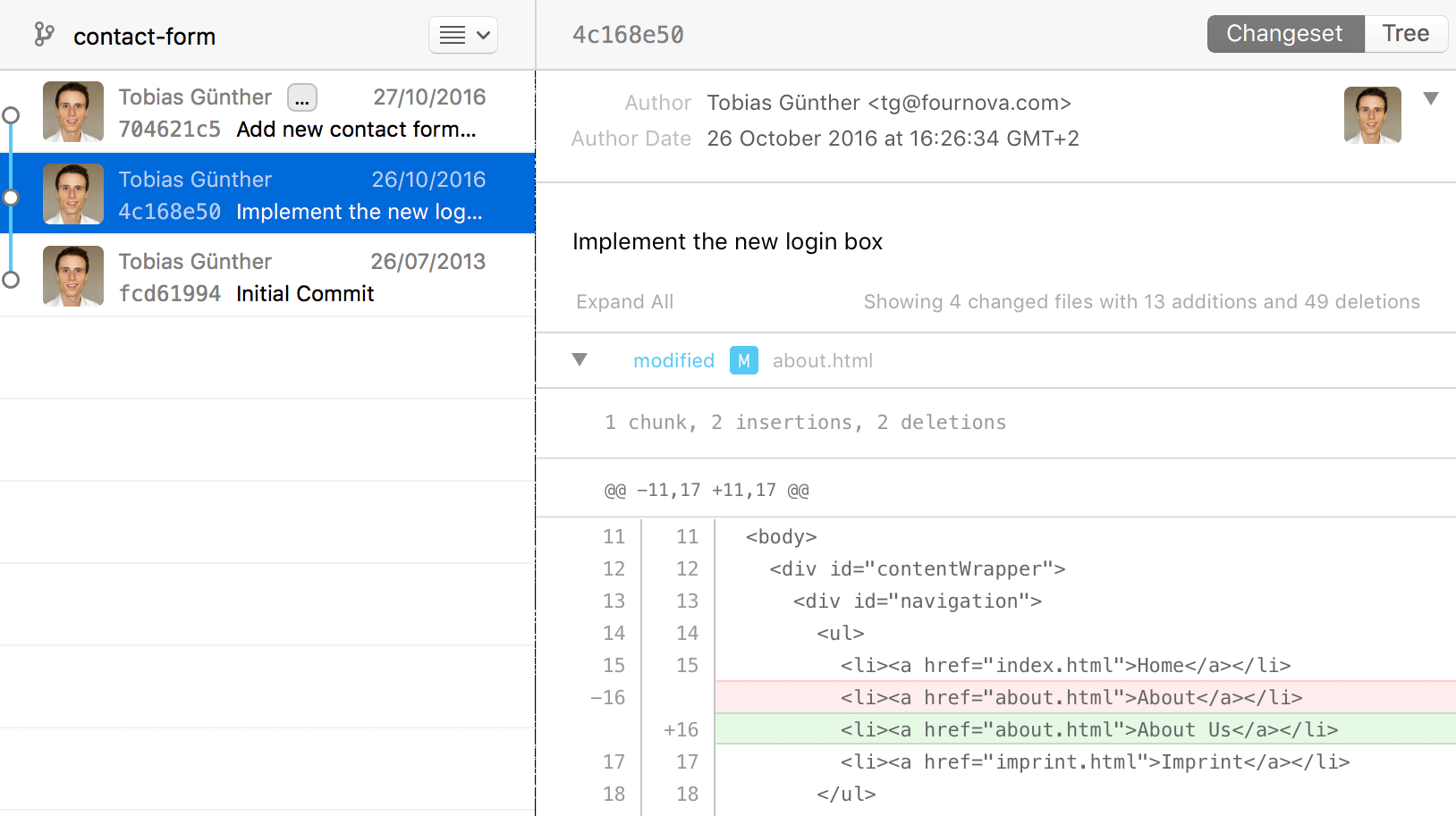 Inspecting Changes with Diffs | Learn Git Ebook (GUI Edition)