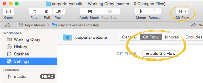 Workflows with git-flow | Learn Git Ebook (GUI Edition)