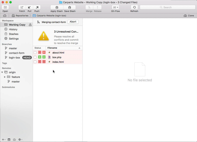 Dealing with Merge Conflicts | Learn Git Ebook (GUI Edition)