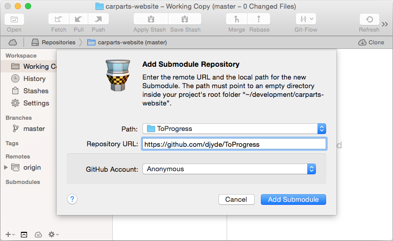 Submodules | Learn Git Ebook (GUI Edition)