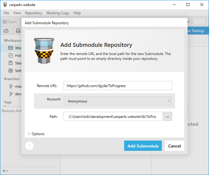Submodules | Learn Git Ebook (GUI Edition)