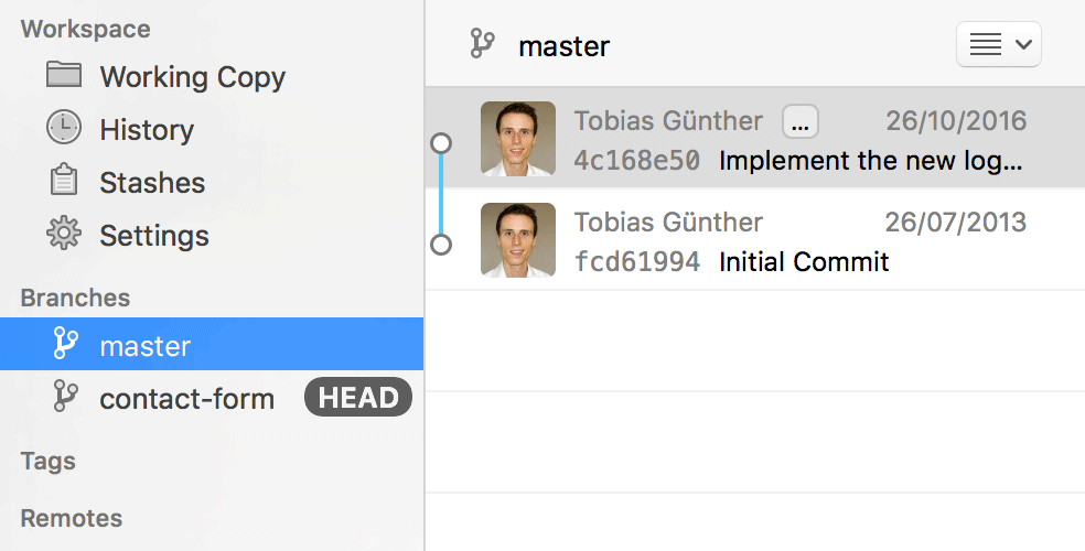Checking Out a Local Branch | Learn Git Ebook (GUI Edition)