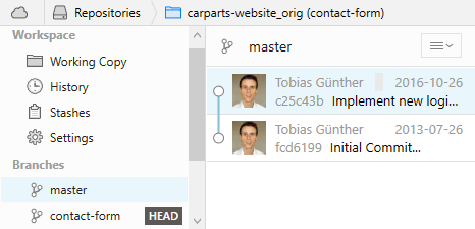 Checking Out a Local Branch | Learn Git Ebook (GUI Edition)