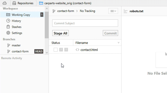 Checking Out a Local Branch | Learn Git Ebook (GUI Edition)
