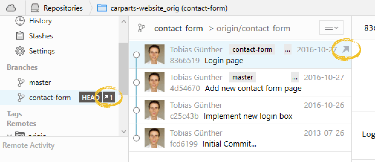 Inspecting Remote Data | Learn Git Ebook (GUI Edition)